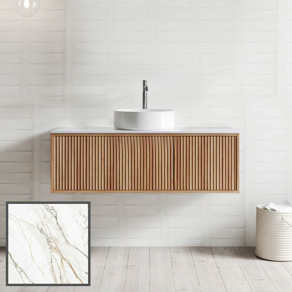 Ingrain Grooved Wall Hung Timber Veneer Bathroom Vanity - The Blue Space