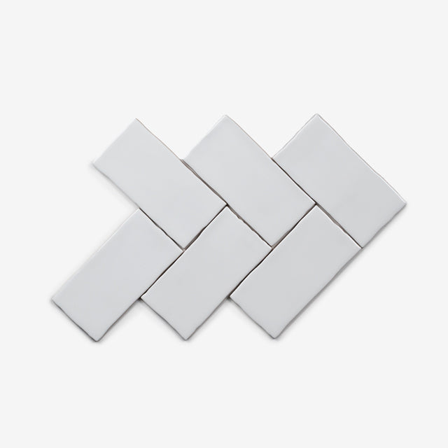 White Luca Hand Made Matte Subway Tile 75 x 150 x 8mm — The Blue Space