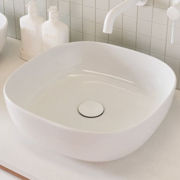 Scarabeo Glam Square Above Counter Basin Gloss White, Online The Blue Space