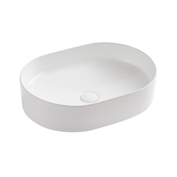 Bao Pill Ceramic Above Counter Basin 500mm Matte White | The Blue Space