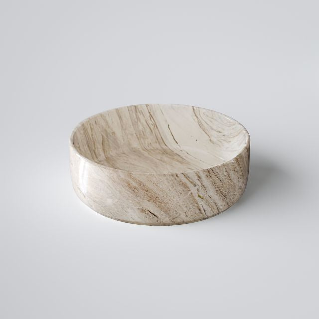 Bao Round 400mm Above Counter Basin Ochre Veins — The Blue Space
