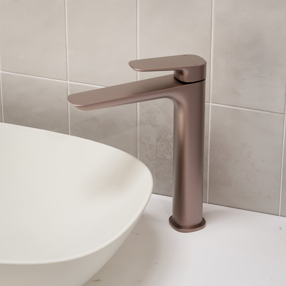 Caroma Contura II Tower Basin Mixer - Brushed Bronze — The Blue Space