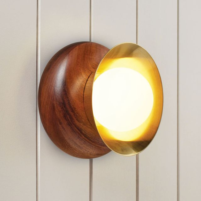 Fluxwood Sibling Timber Wall Light Brass — The Blue Space