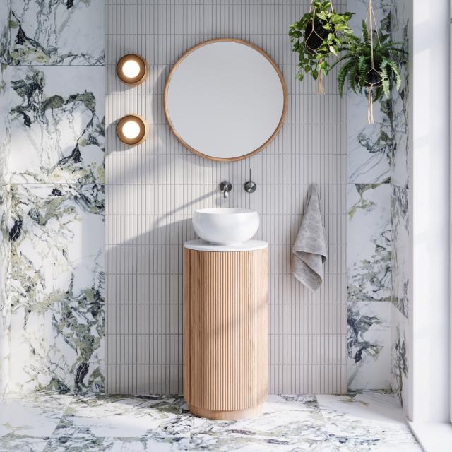 Ingrain Round Fluted Powder Room Vanity 400mm - The Blue Space