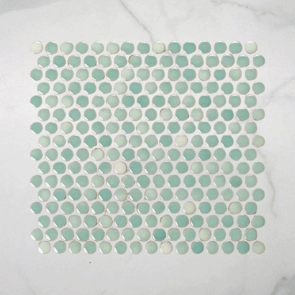 Mooloolaba Gloss Mint Porcelain Penny Round Mosaic Tile 20x20mm — The ...