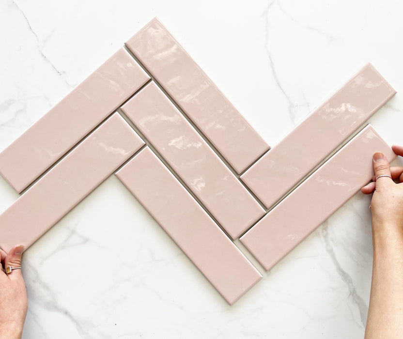 Pastel Pink Bella Subway Tile Matt 65 x 265 x 6mm Ceramic — The Blue Space