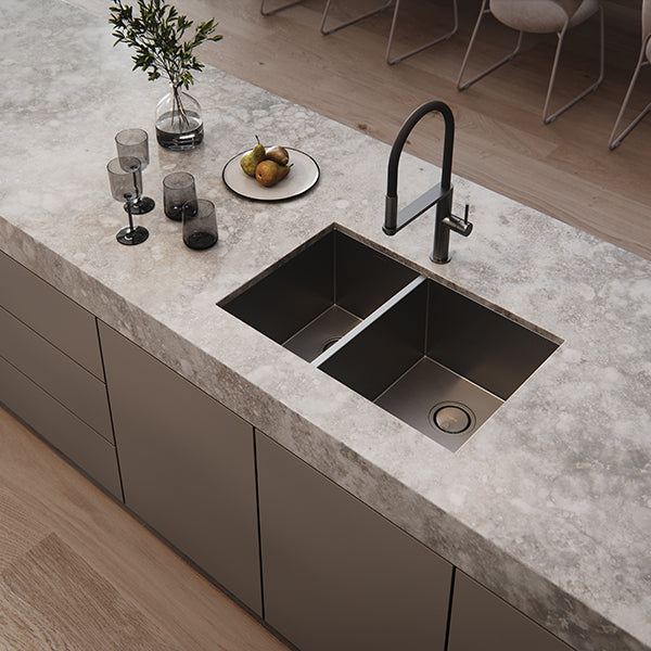 Phoenix 4000 Series 1-3/4 Bowl Sink 683 x 446mm Brushed Carbon — The ...