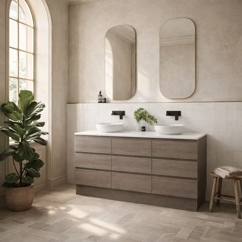 Timberline Ashton Floor Standing Vanity with Silk Surface Top & Basin ...