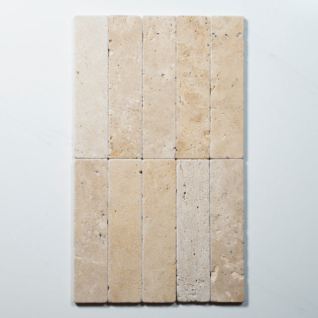 Tumbled Natural Beige Travertine Subway Tile 50mm x 200mm — The Blue Space