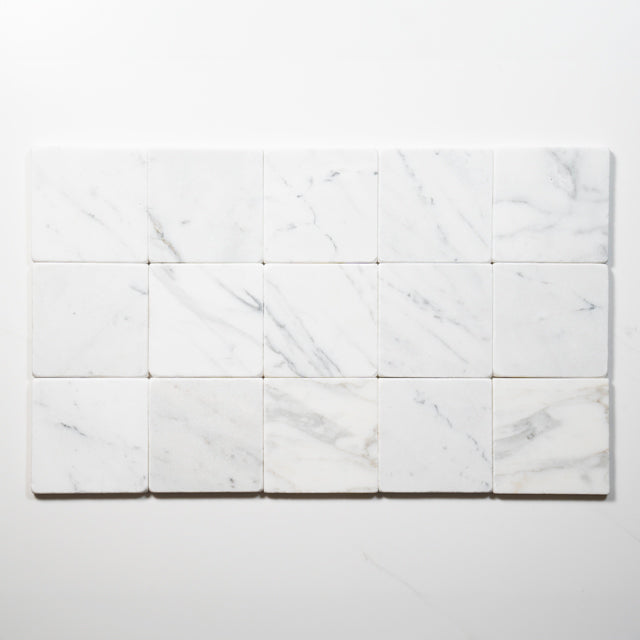 Tumbled Natural Calacatta Gold Marble Square Tile 100mm x 100mm — The ...
