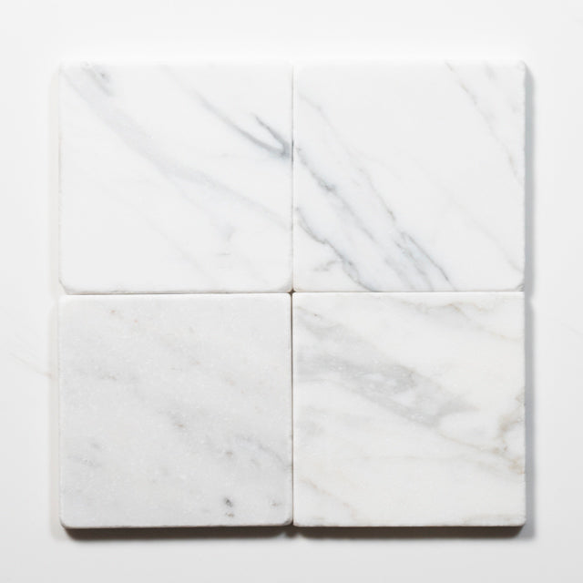 Tumbled Natural Calacatta Gold Marble Square Tile 100mm x 100mm — The ...
