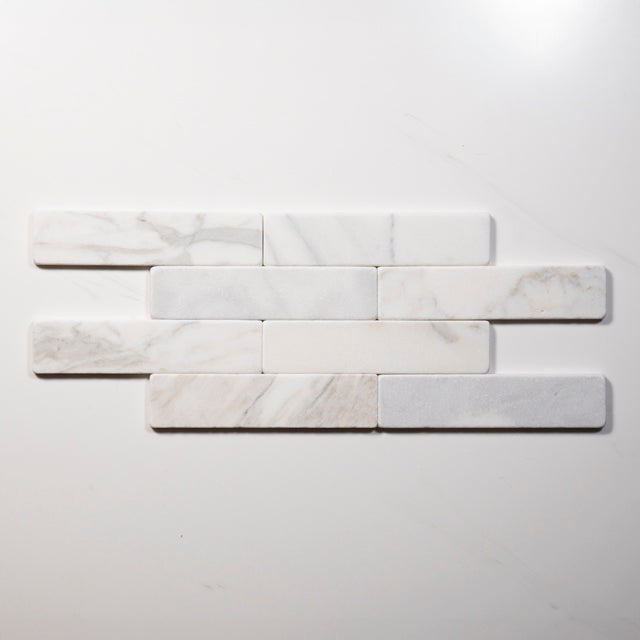 Tumbled Natural Calacatta Gold Marble Subway Tile 50mm x 200mm — The ...