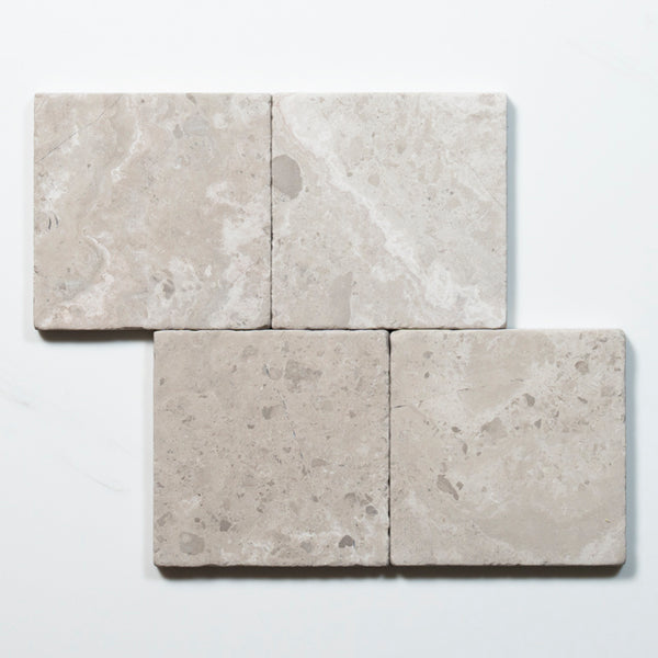 Tumbled Natural Grey Woodstone Square Tile 100mm x 100mm — The Blue Space