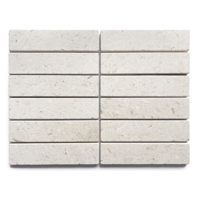 Tumbled White Natural Limestone Subway Tile 50mm x 200mm — The Blue Space