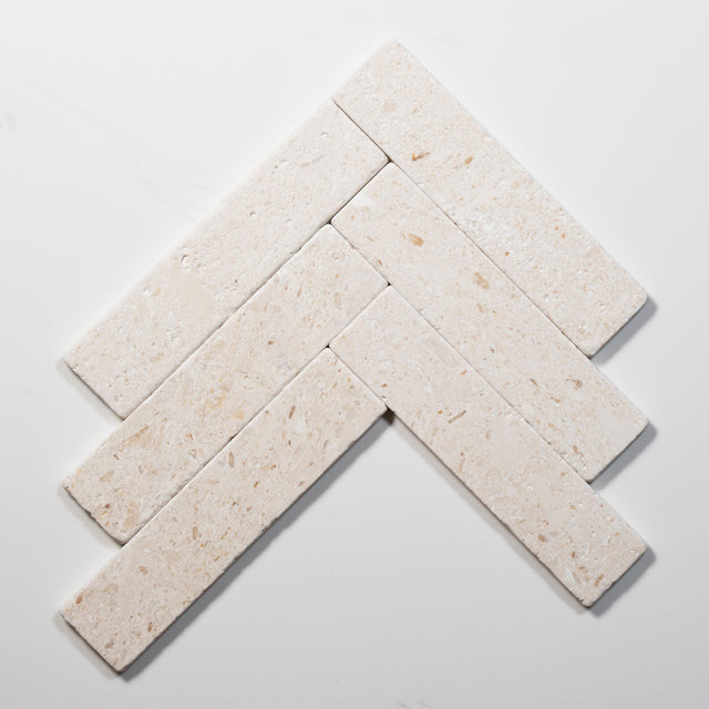 Tumbled White Natural Limestone Subway Tile 50mm x 200mm — The Blue Space