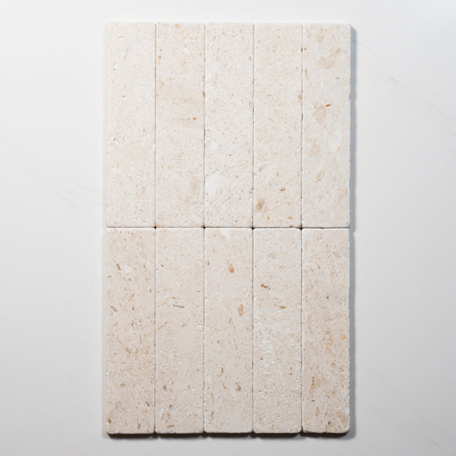 Tumbled White Natural Limestone Subway Tile 50mm x 200mm — The Blue Space