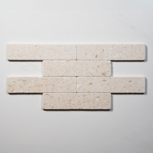 Tumbled White Natural Limestone Subway Tile 50mm x 200mm — The Blue Space