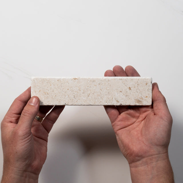 Tumbled White Natural Limestone Subway Tile 50mm x 200mm — The Blue Space