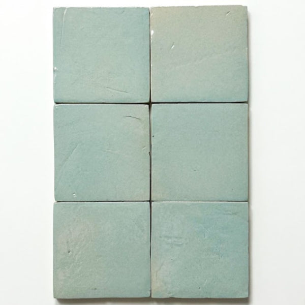 Aqua Blue Evelyn Handmade Zellige 100 x 100 x 12mm — The Blue Space