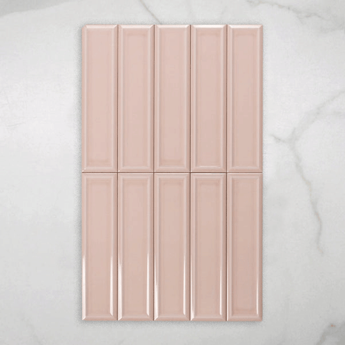 Whitehaven Pink Wavy Satin Ceramic Subway Tile 68x280mm — The Blue Space