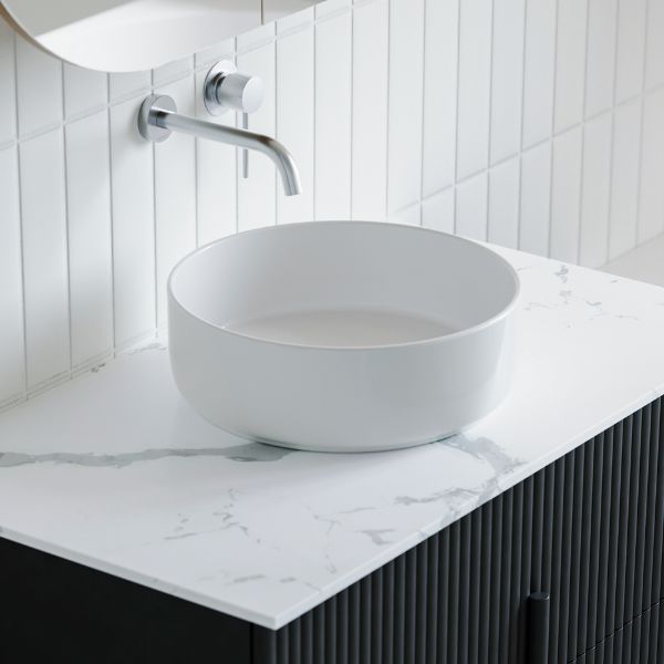 Bao Round Ceramic Above Counter Basin 360mm Gloss White | The Blue Space