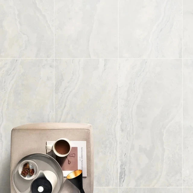 Bianco Ivy Vein Cut Travertine Tile Tech grip 300 x 600 x 10mm Porcela ...