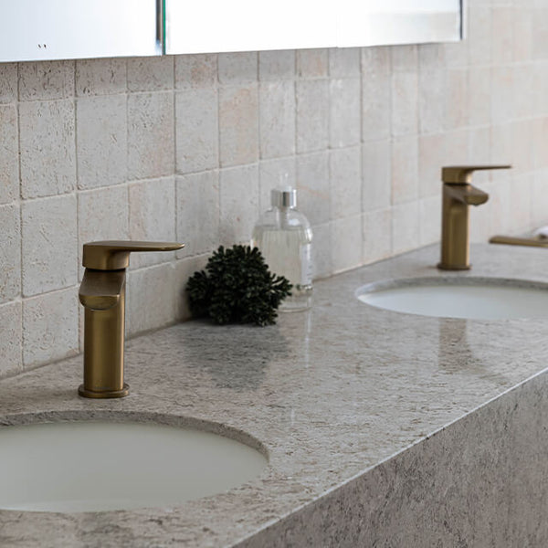 Caroma Contura II Basin Mixer - Brushed Brass — The Blue Space