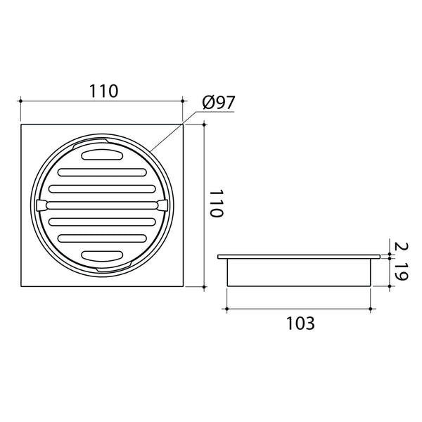 Caroma Square Floor Waste Grate - 100mm Outlet - Chrome 12975037C - The ...