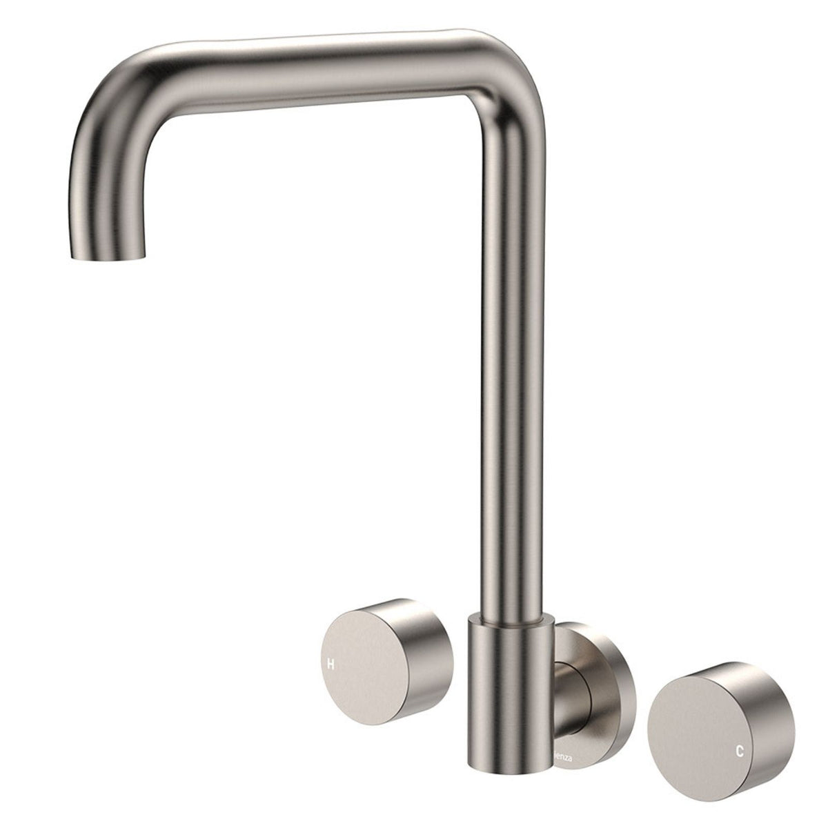 Fienza Kaya Round Taps Squareline Wall Outlet Set Brushed Nickel — The ...