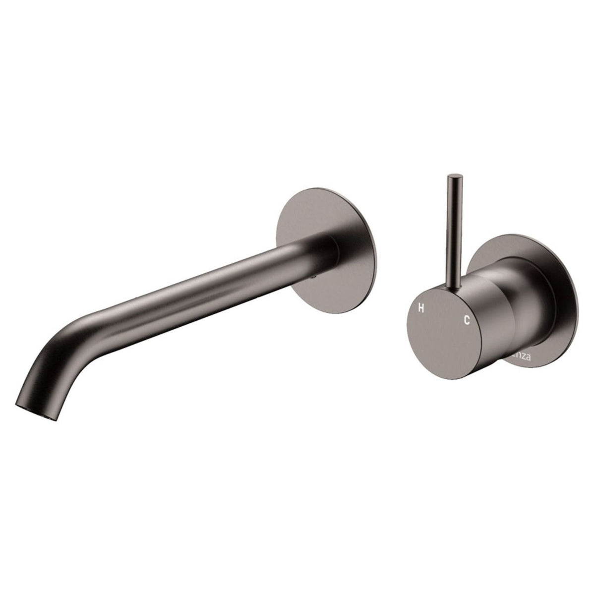 Fienza Kaya Up Basin/Bath Mixer 200mm Outlet Set Round Plates Gun Metal ...