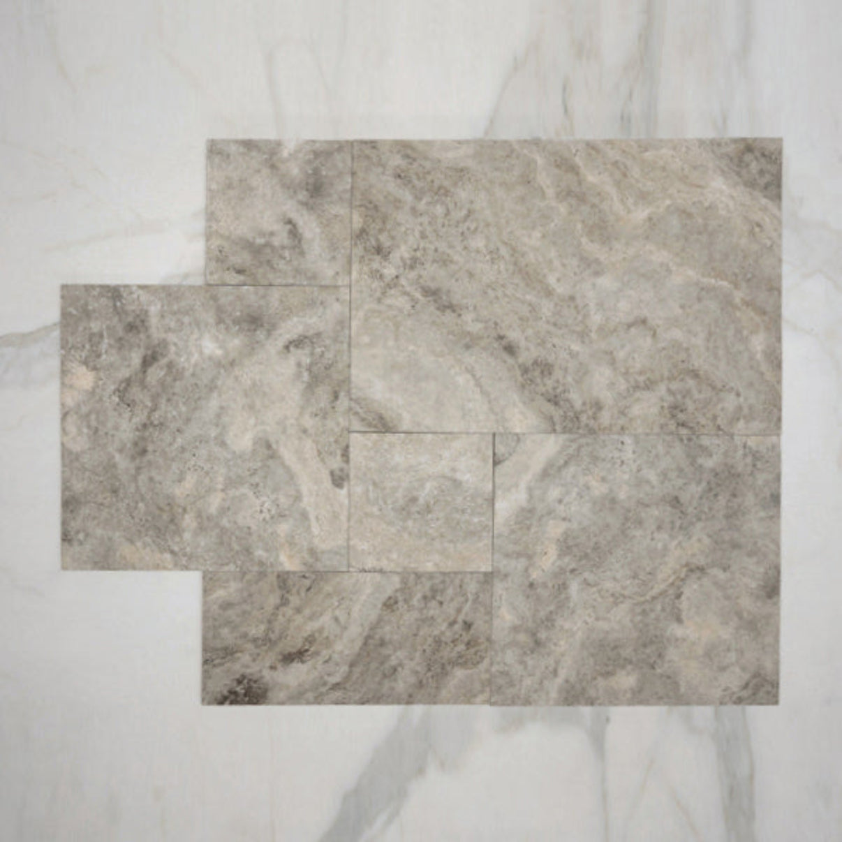 Grey Valerie Travertine Tile P4 Tech Grip Porcelain French Pattern ...