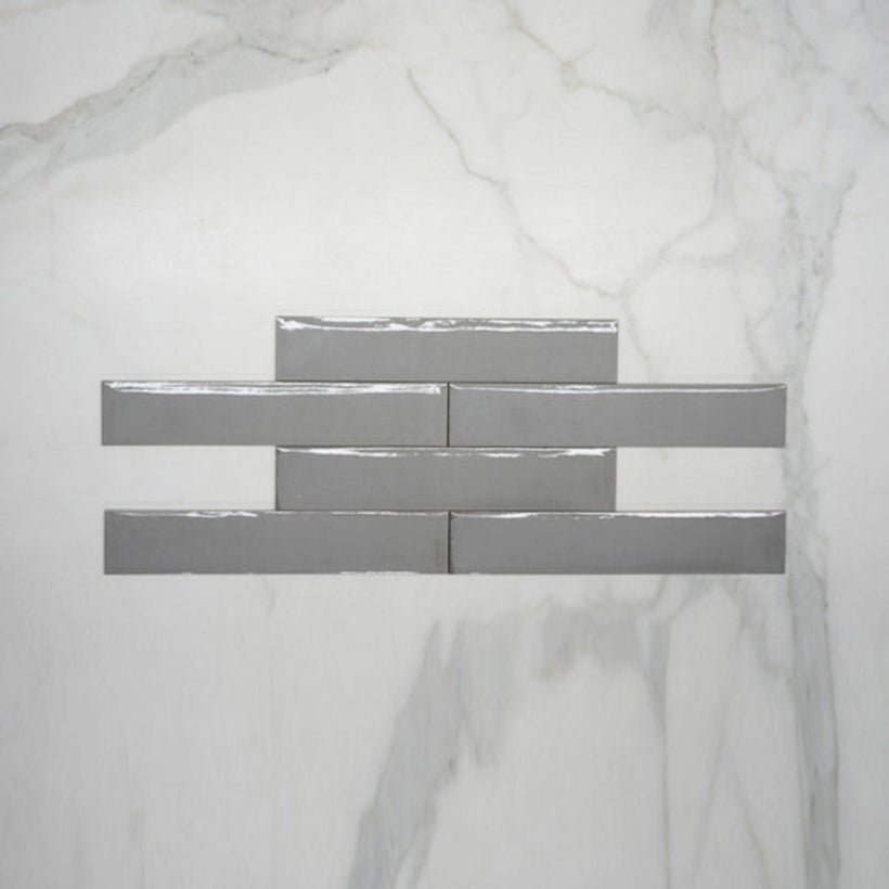 Grigio Theo Subway Tile 75 x 400mm Italian Porcelain — The Blue Space