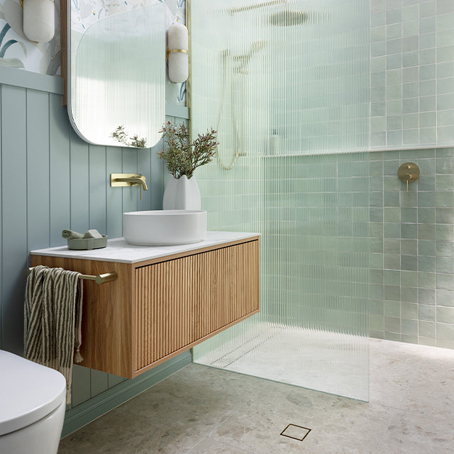 Ingrain Grooved Wall Hung Timber Veneer Bathroom Vanity - The Blue Space