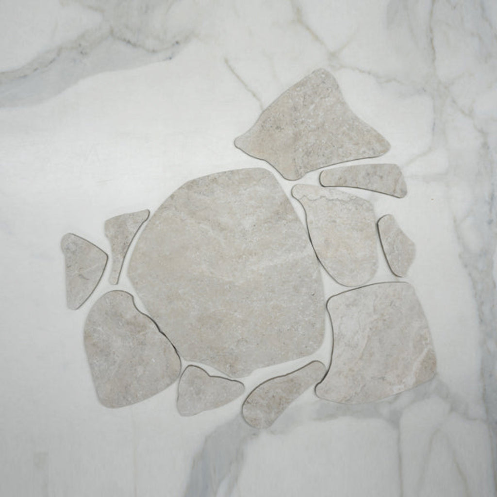 Ivory Valerie Travertine Tile P4 Tech Grip Porcelain Crazy Pave — The ...