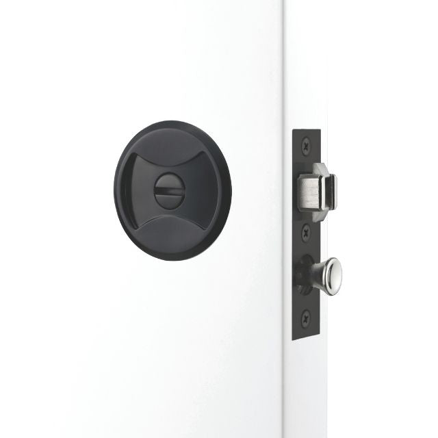 Lockwood Symmetry Round Cavity Sliding Door Privacy Set Matte Black Dp ...