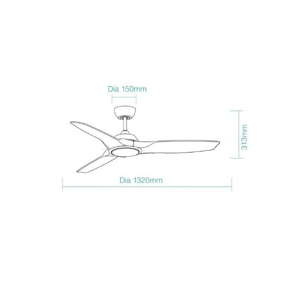 Martec Impact DC 1320mm Ceiling Fan Matt Black MIDC133M - The Blue Space