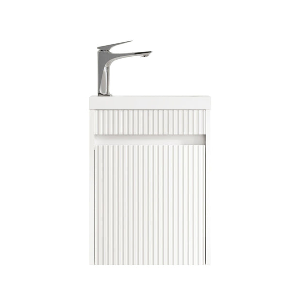 Otti Mini Ensuite Wall Hung Vanity 400mm Matte White Fluted Vanity wit ...