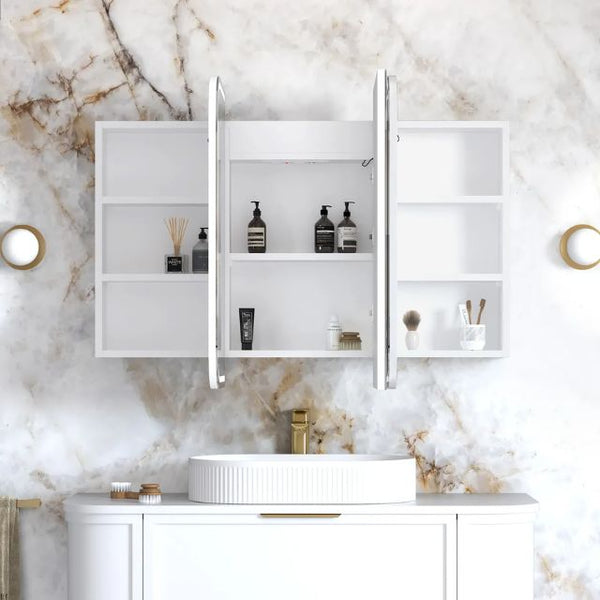 Otti Newport 1200 LED Shaving Cabinet Matte White — The Blue Space