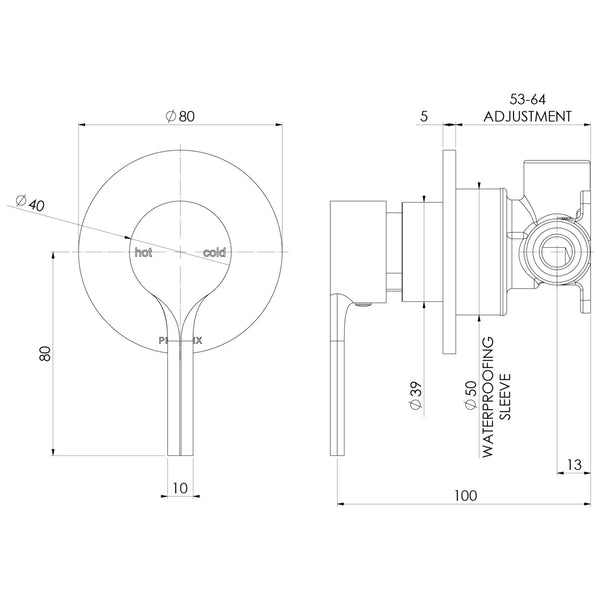 Phoenix Vivid Slimline Oval SwitchMix Shower / Wall Mixer Brushed Nick ...