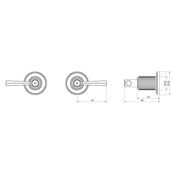 Phoenix Wiltern Wall Top Assemblies Extended Spindles 15mm - Brushed ...