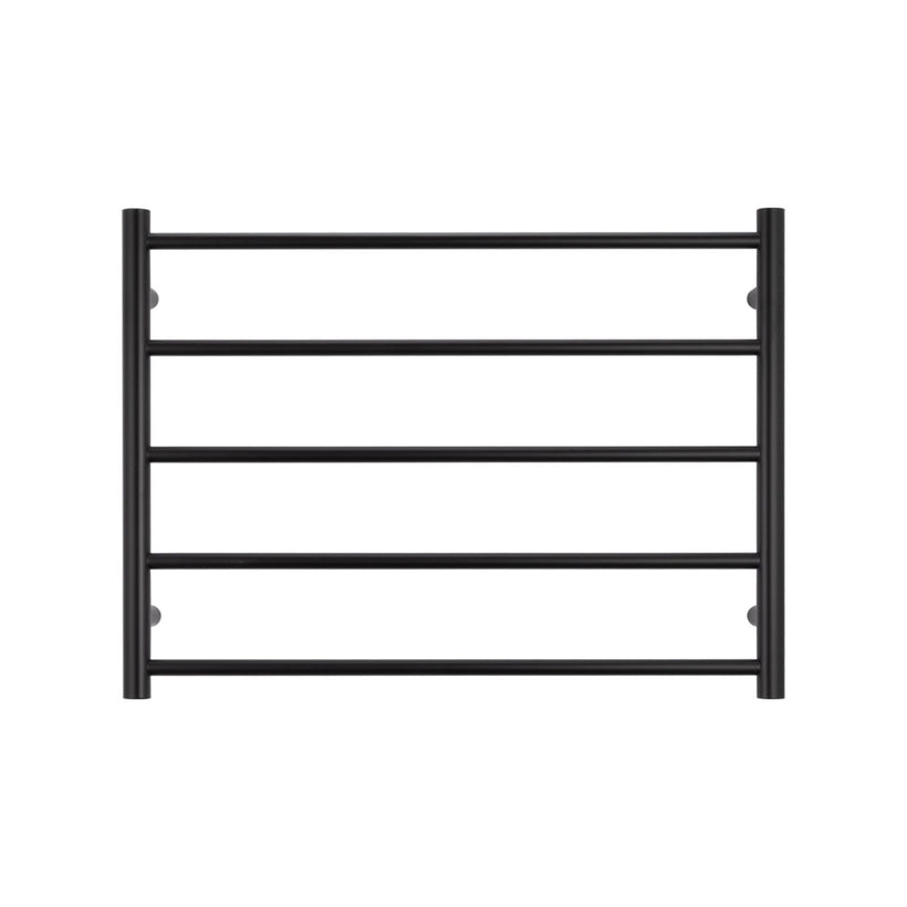 Radiant Round 5 Bar Heated Rail 750x550 Matte Black - The Blue Space
