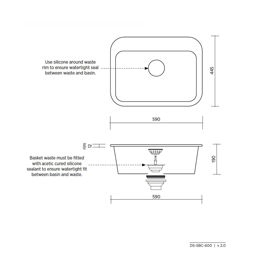Seima Eva 600 Ceramic Laundry Sink 23L - Includes Overflow and 1 Tapho ...