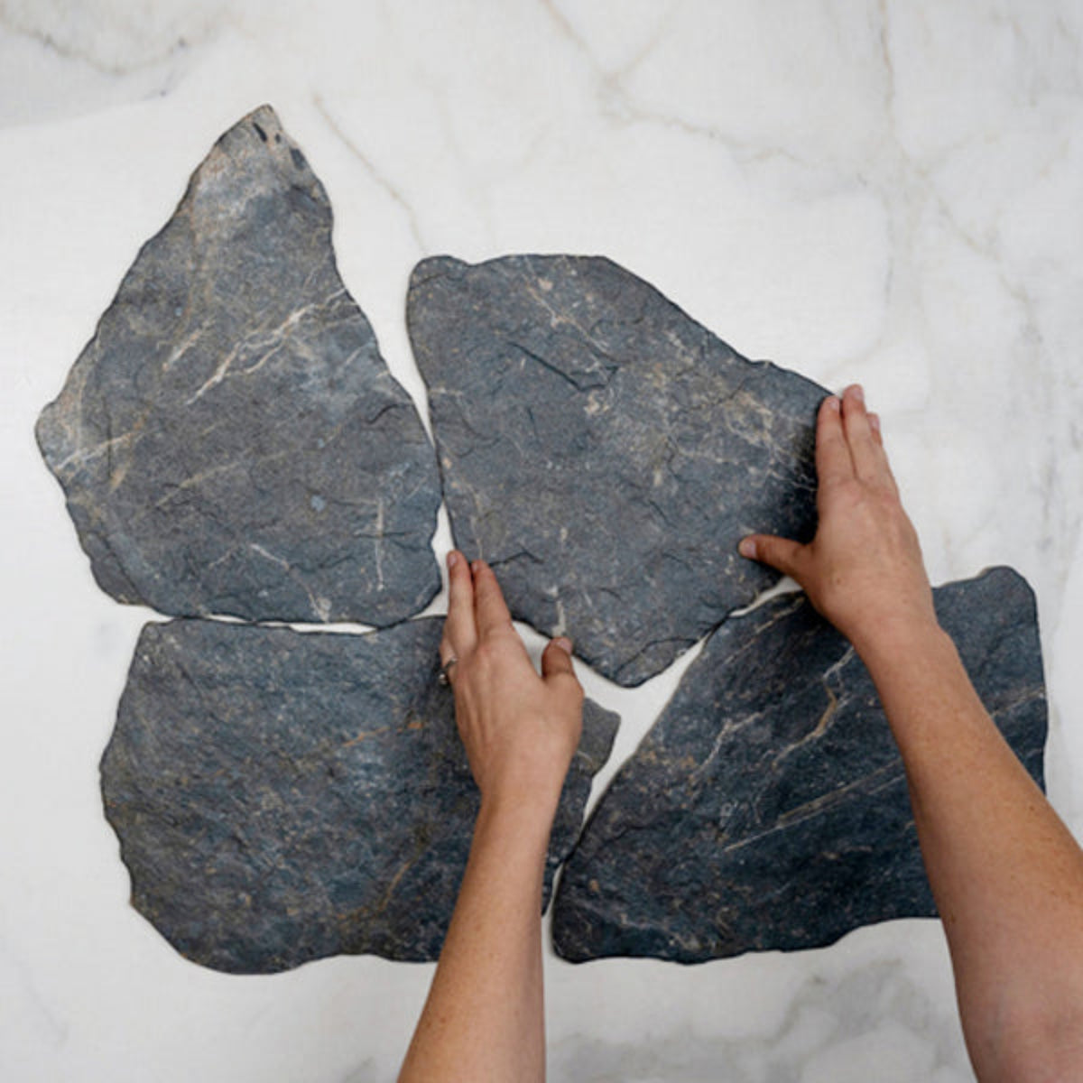 Black Aria Stone Tile Matte Crazy Pave Porcelain — The Blue Space