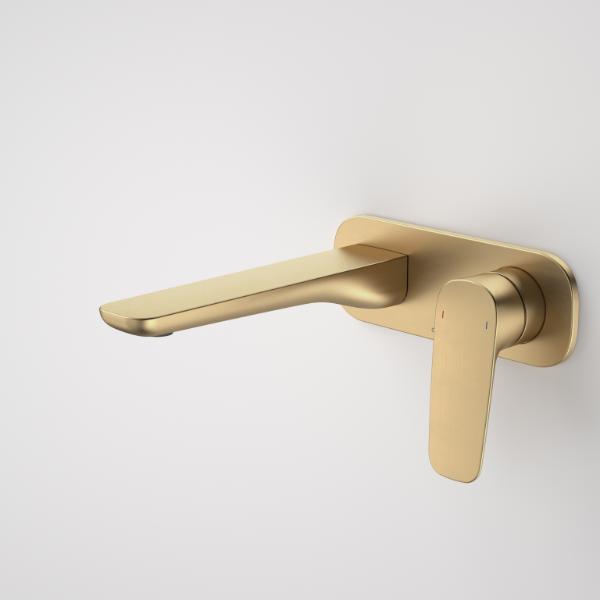 Caroma Contura II 180mm Wall Basin/Bath Mixer - Brushed Brass — The ...