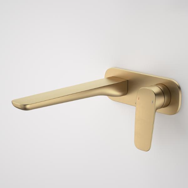 Caroma Contura II 220mm Wall Basin/Bath Mixer - Brushed Brass — The ...