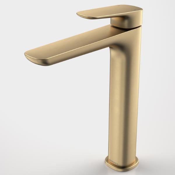Caroma Contura II Tower Basin Mixer - Brushed Brass — The Blue Space