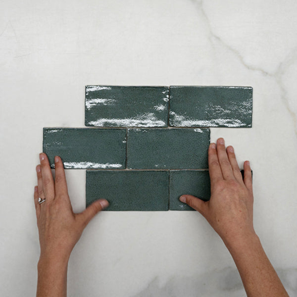 Dark Green Dianna Hand Made Subway Tile 75 x 150 x 9mm Spanish Ceramic ...