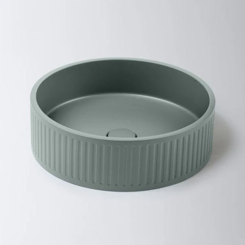 Eight Quarters 600x350 Fluted Concrete Pill Above Counter Basin Sage ...