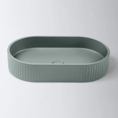 Eight Quarters 600x350 Fluted Concrete Pill Above Counter Basin Sage ...