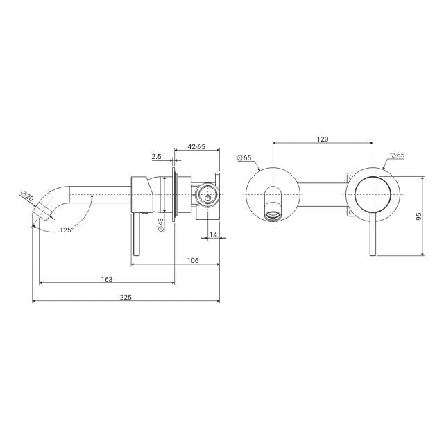 Fienza Kaya Basin/Bath Wall Mixer Set Round Plates 160mm Outlet Gun ...